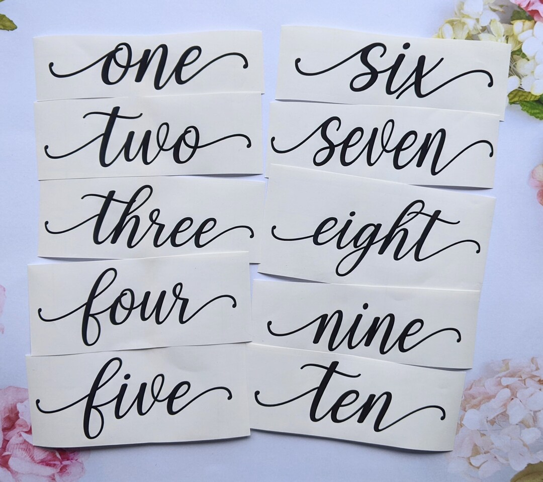 Wedding Table Number Vinyl Decal Sticker, Reception Table Signs, Fits 6 ...