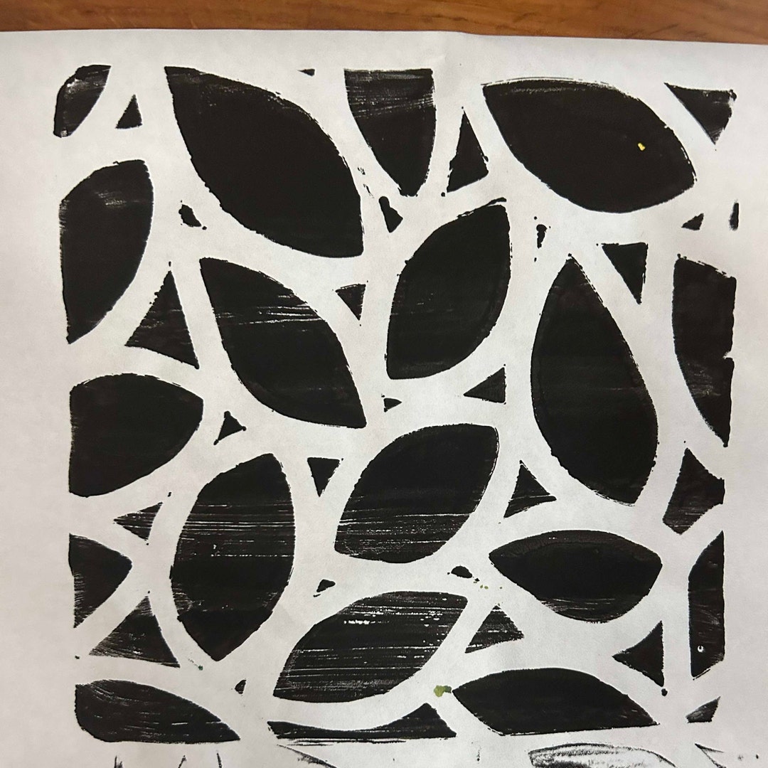 Leaf Stencil: Abstract Printmaking, Mixed Media Art (8x6") - Etsy