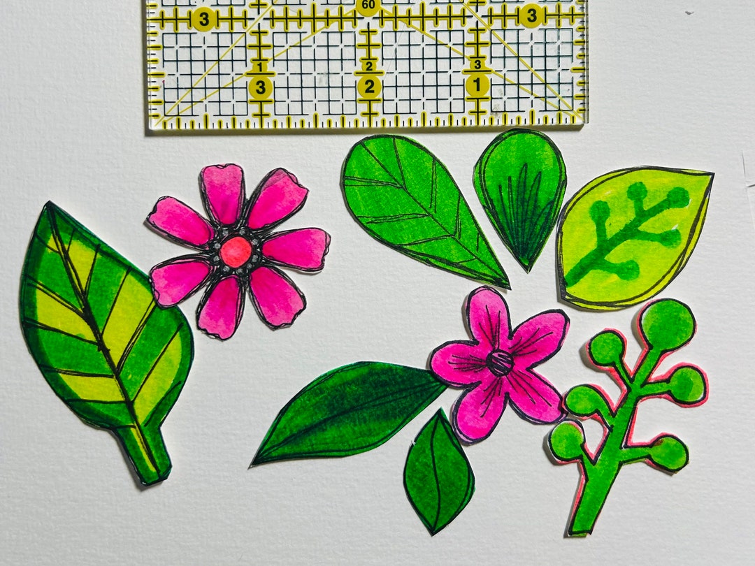 Mini Floral Stencil Set Small Flower Stencil Small Leaf - Etsy
