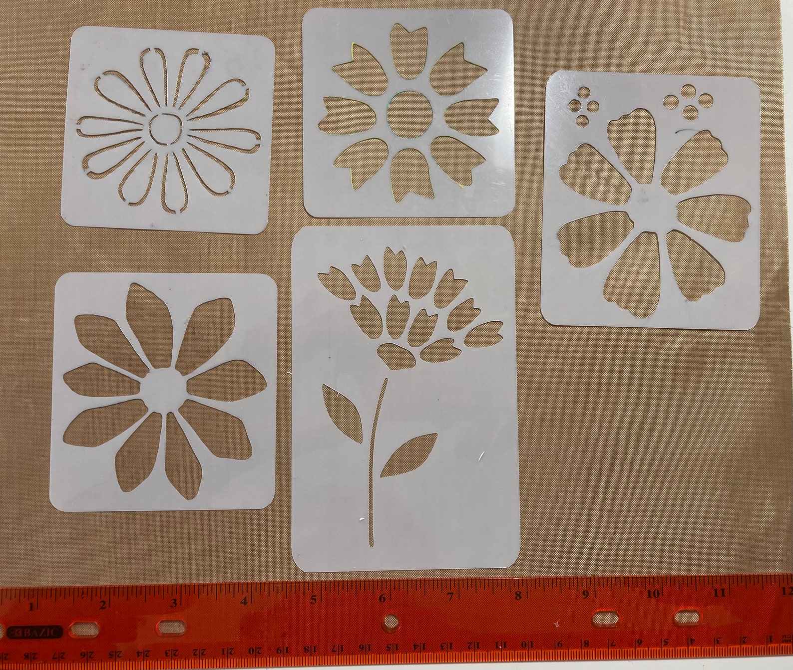 Flower Stencil Set #3 Fodder Stencil Set Flower Stencils Collage ...