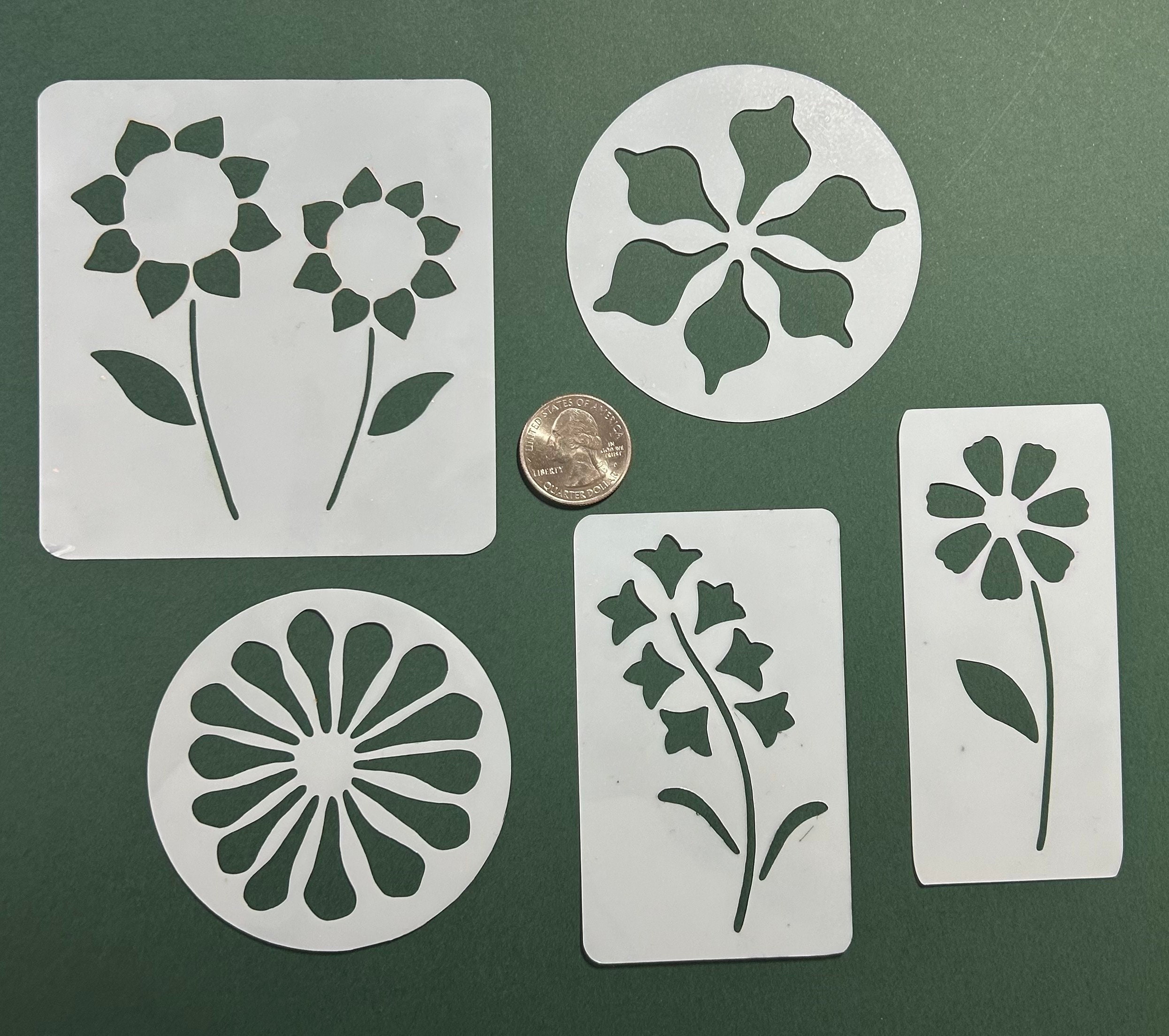 Petite Flower Stencil Set Flower Stencils Flower Fodder Flower Stencils ...