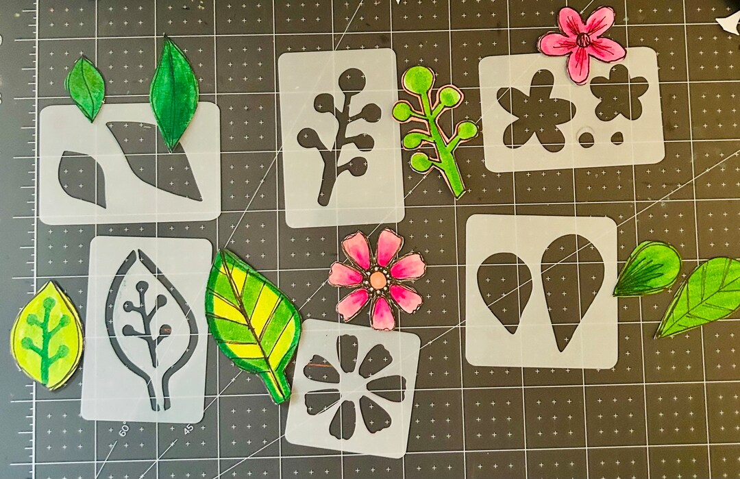 Mini Floral Stencil Set: Flower, Leaf & Petal Fodder Stencils - Etsy