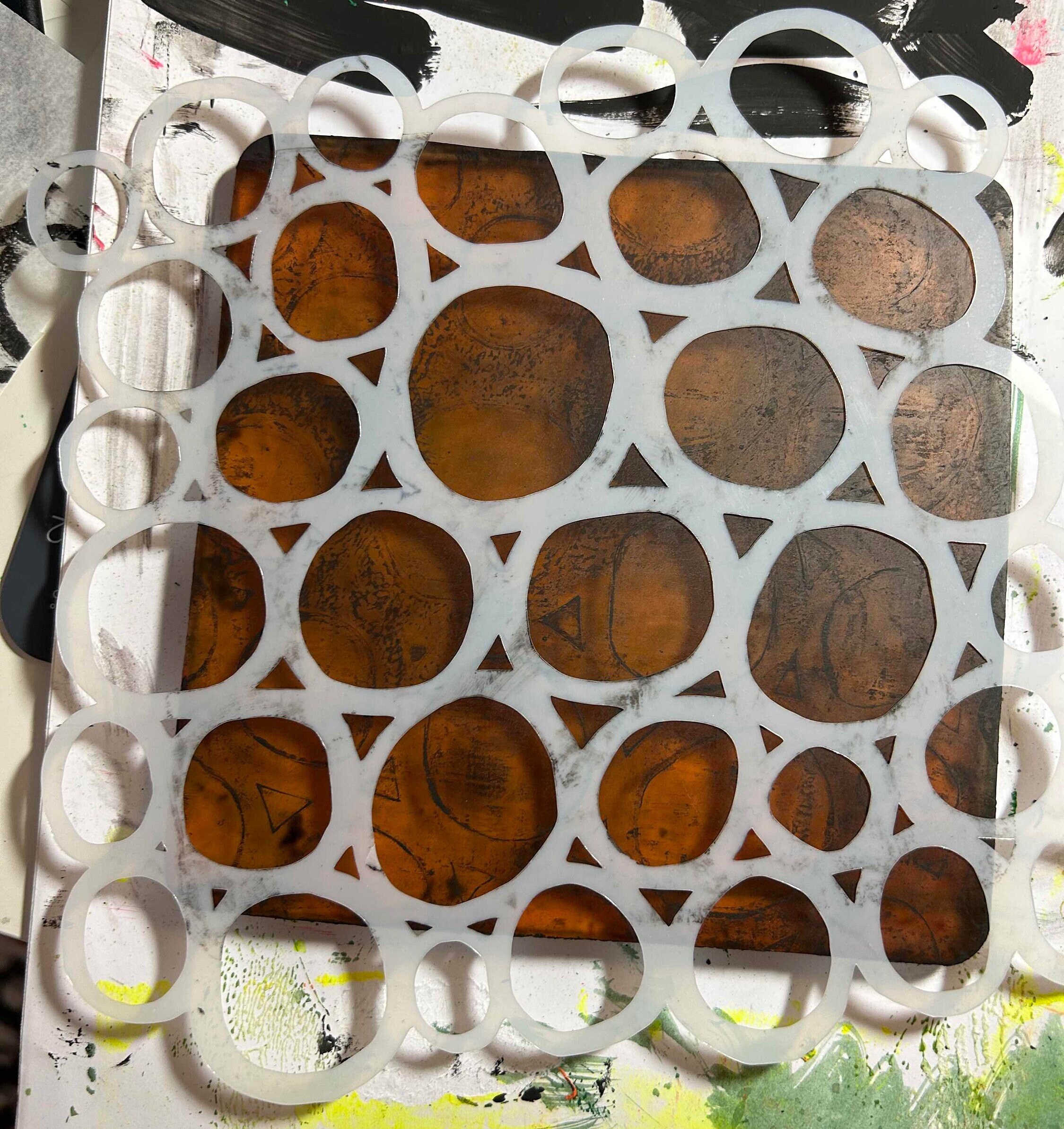 Abstract Circles Stencil Mixed Media Circle Stencil Junk Journal ...