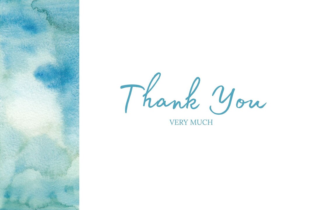 Printable Thank You Blue Green. Digital Download. PDF - Etsy Canada