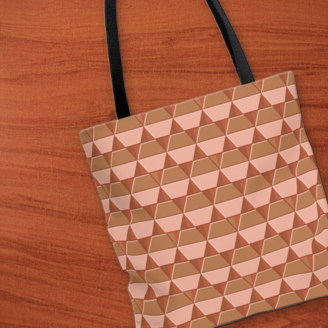 Orange Tote Bag With Geometric Pattern - Etsy