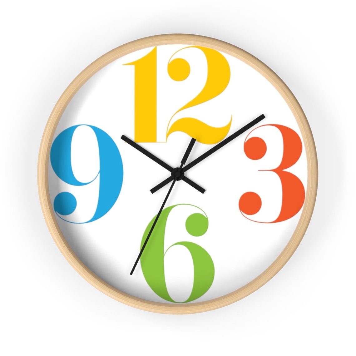 Colorful Wall Clock With Giant Numbers | Etsy