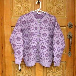 Handknit Norwegian Design Sweater, Trondheim Rose Pattern, Lavender ...