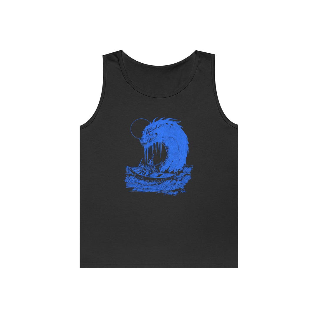 Gone Fishing Tank Top. Sea Monster, Ocean Wave Unisex Cotton Tank Top ...