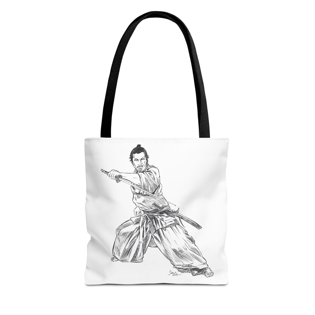 Samurai Warrior Art Tote Bag, Unique Boho Tote, Gift for Martial Arts ...