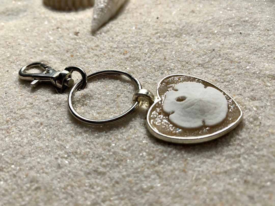 Sanibel Heart Sand and Sand Dollar Key Chain, Beach Theme Love Florida ...