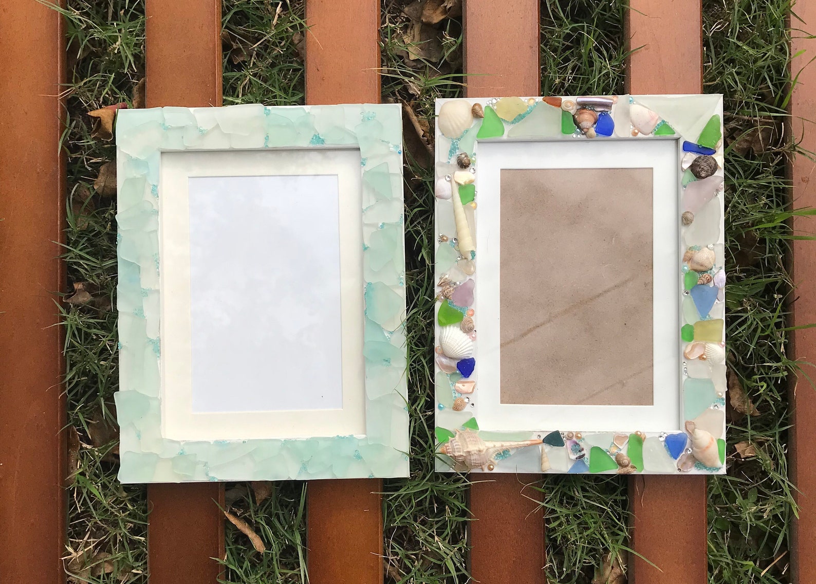 Custom Made Sea Glass Picture Frame Beautiful Handmade Beach | Etsy