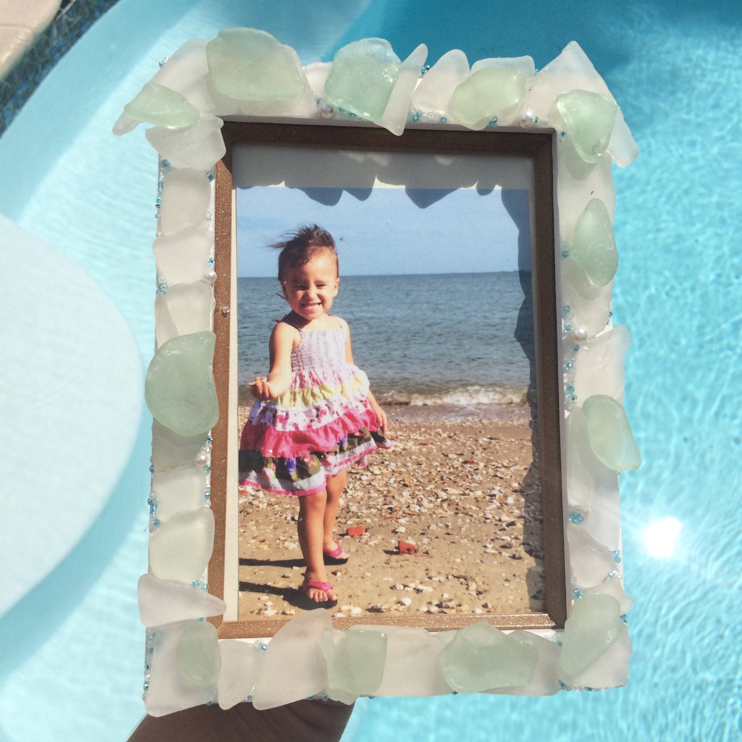 Custom Made Sea Glass Picture Frame Beautiful Handmade Beach | Etsy