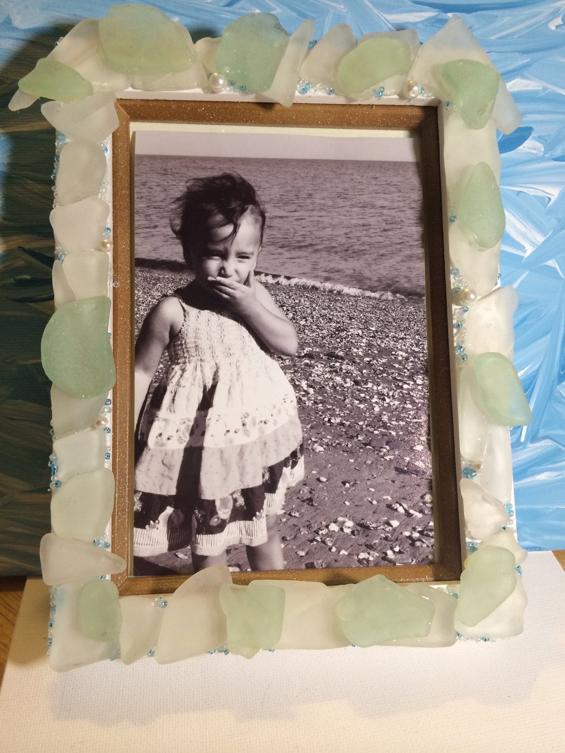 Custom Made Sea Glass Picture Frame Beautiful Handmade Beach | Etsy