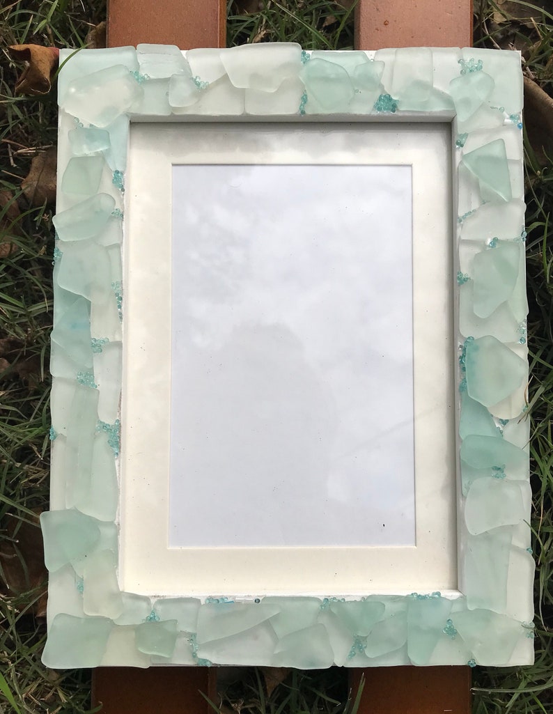 Custom Made Sea Glass Picture Frame Beautiful Handmade Beach | Etsy
