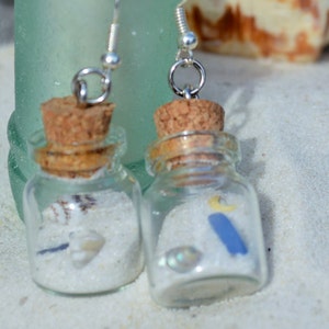 Beach Earrings for Her Fairy Tale Sea Glass Sea Shells and Sand Filled ...