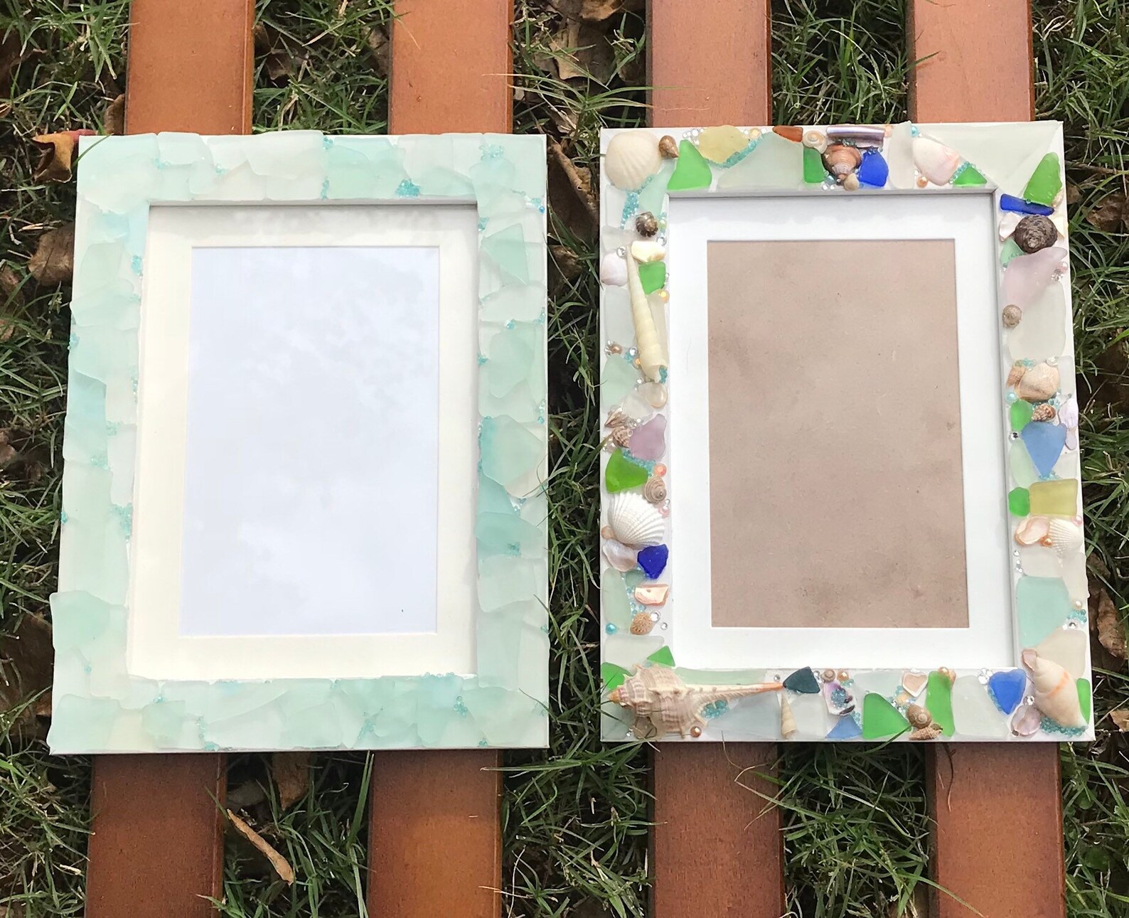 Custom Made Sea Glass Picture Frame Beautiful Handmade Beach | Etsy