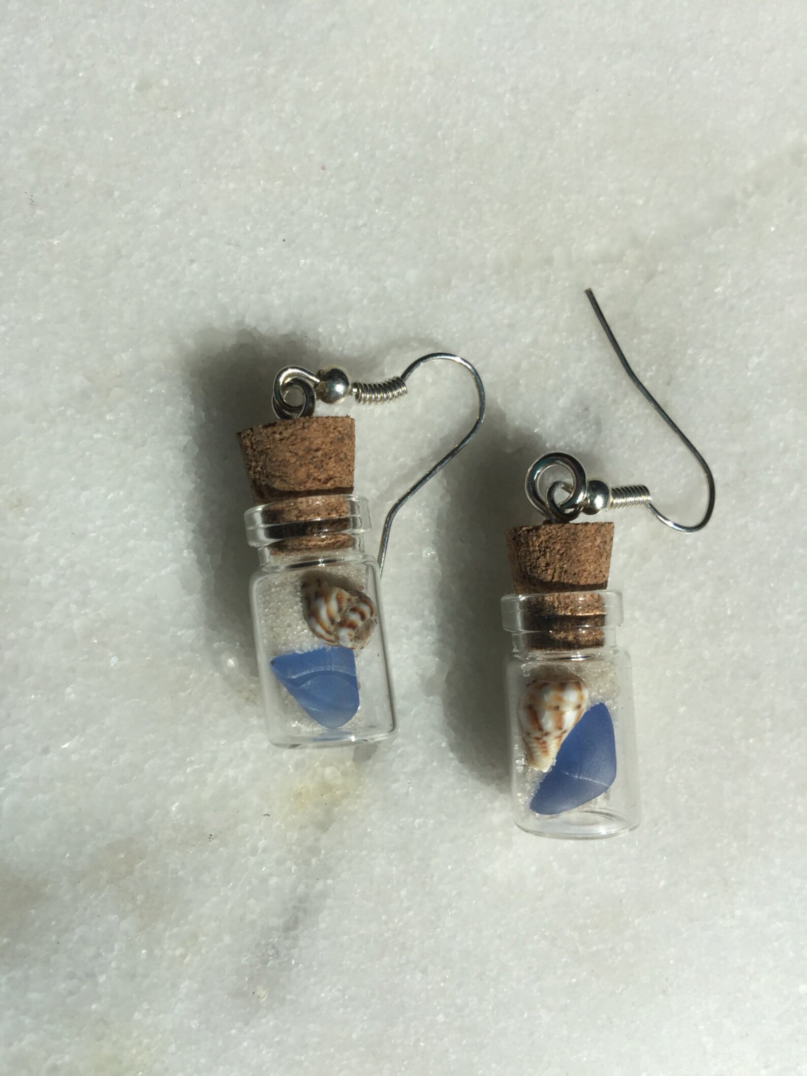 Beach Earrings Sea Glass and Sand Filled in Tiny Glass Vial - Etsy