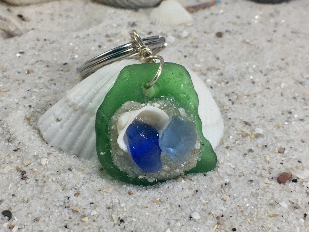 Galveston Texas Present Sea Glass Key Chain Gift for Anyone That Loves ...