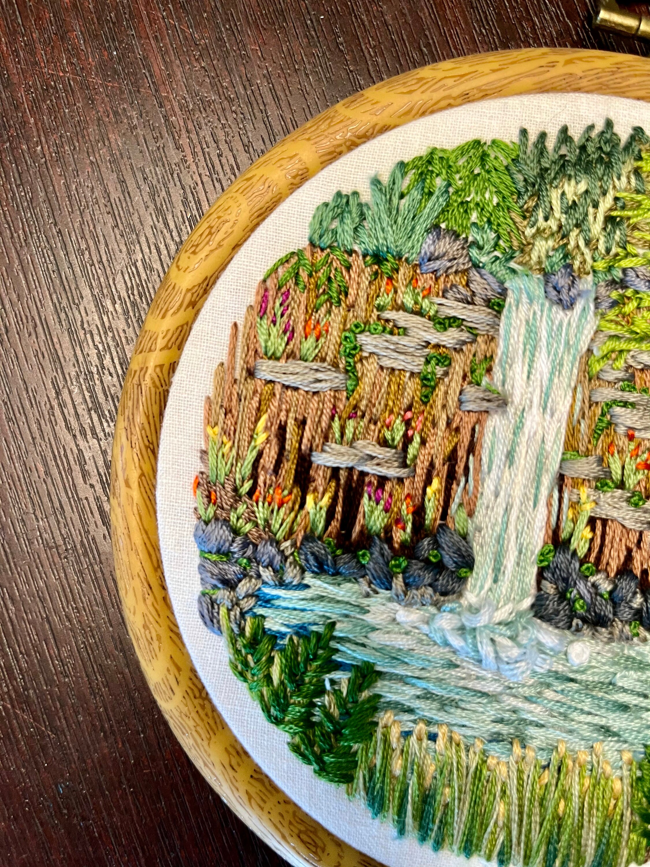 Waterfall Landscape Embroidery - Etsy