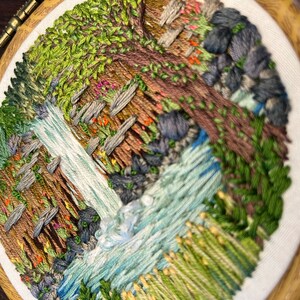 Waterfall Landscape Embroidery - Etsy
