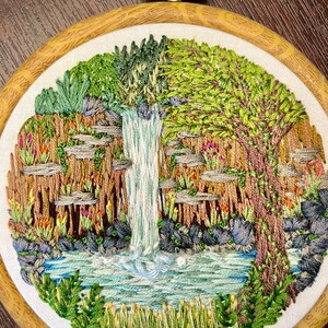Waterfall Landscape Embroidery - Etsy