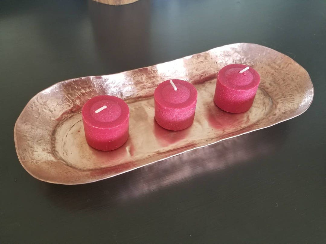 Handmade Solid Copper Tray, Fruit, Candy, Candle Holder, Stamped ...