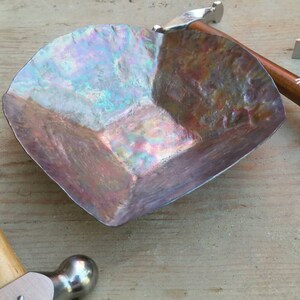 Solid Copper Candy & Serving Bowl With Natural Rainbow Patina. Handmade ...