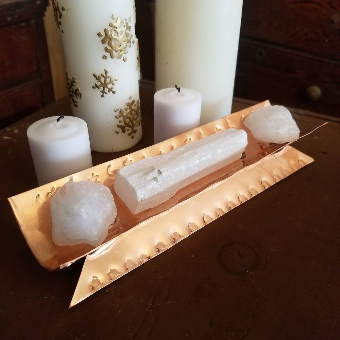 Hand Hammered Copper Crystal Charging Altar: Moon & Star Design - Etsy
