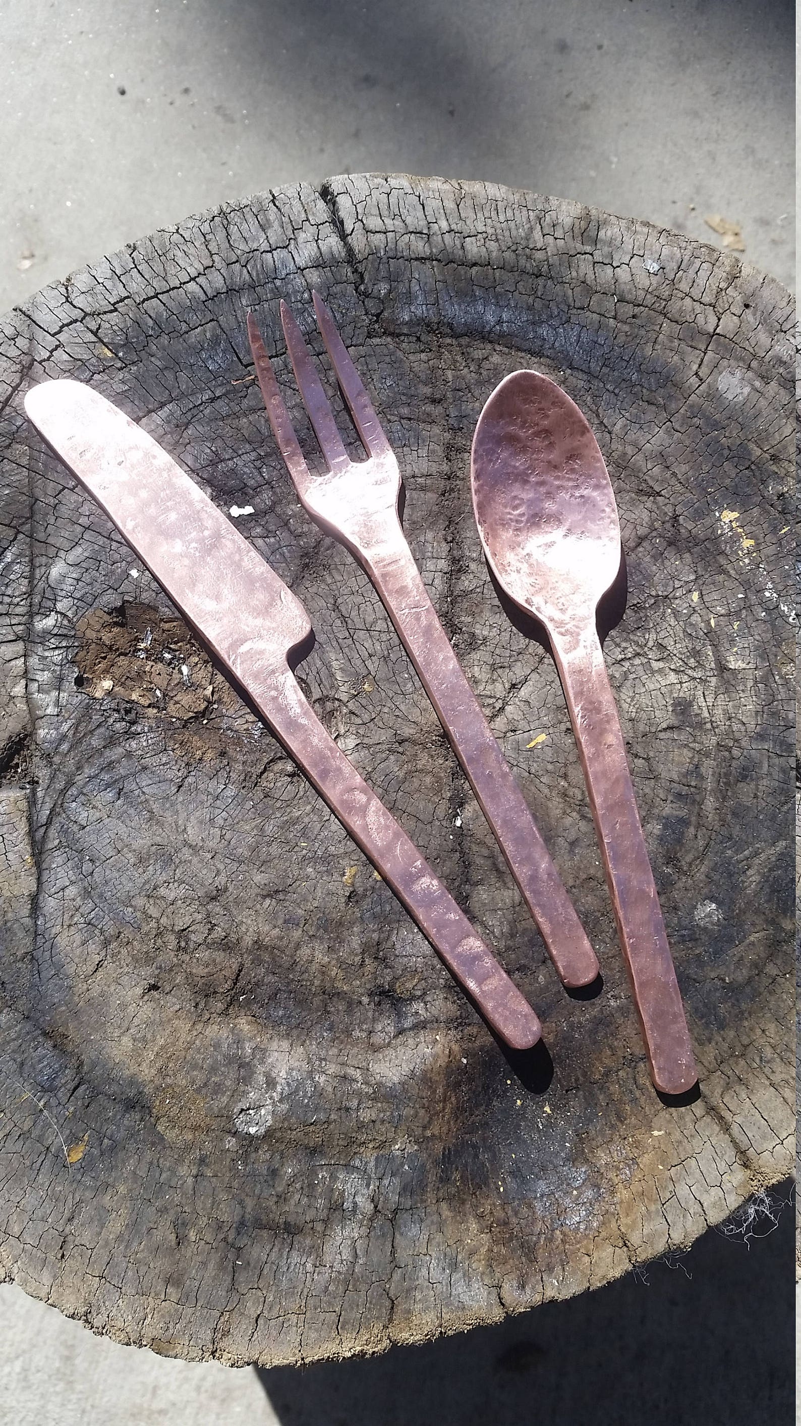 Copper Handmade Table Flatware Set, Solid, Pure, Antibacterial, Dinner ...