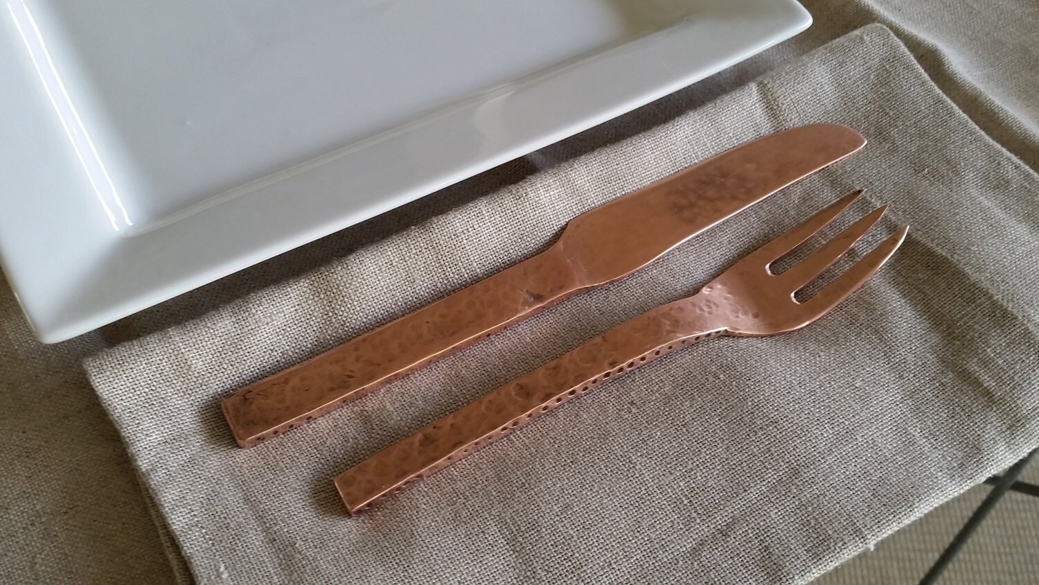 Copper Handmade Table Flatware Set, Solid, Pure, Antibacterial, Dinner ...