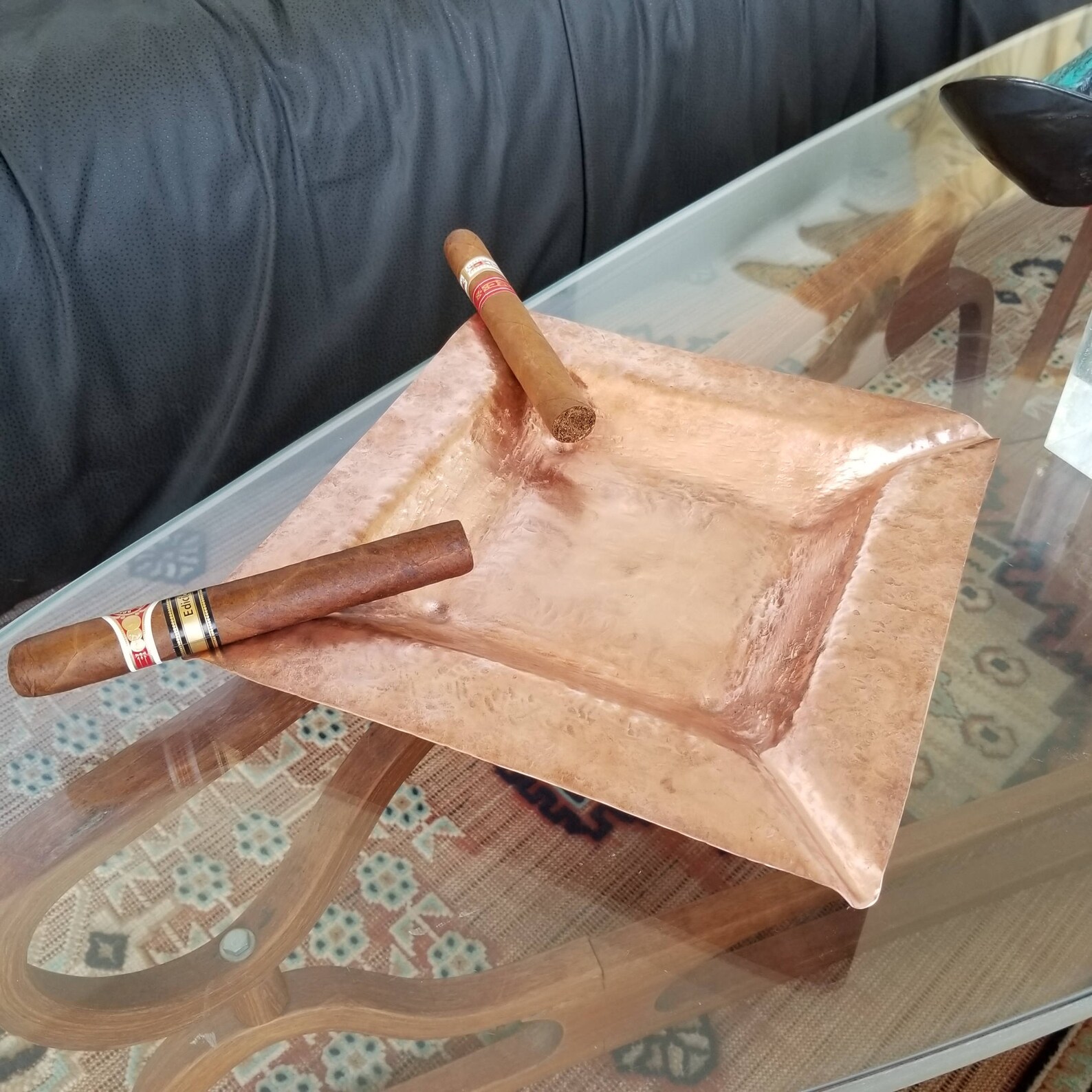 Handmade Solid Copper Cigar Ashtray | Unique Metal Art Smoker Accessory ...