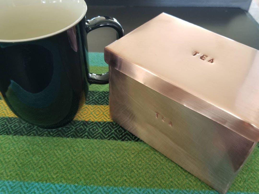 Tea Bag Origanizer Box Handmade Solid Copper Holds 25 Bags Beautiful ...