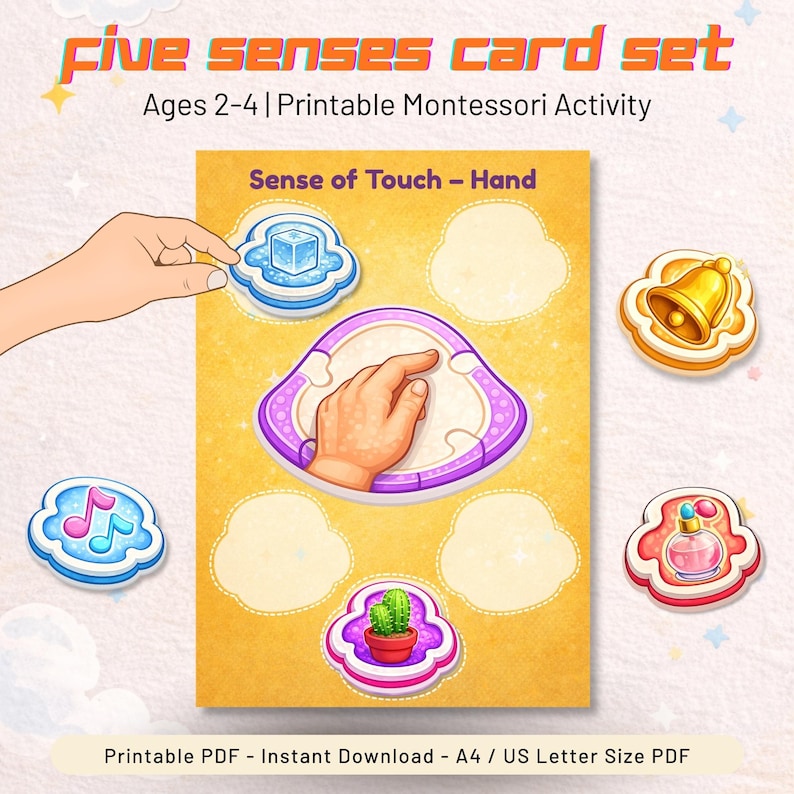 Five Senses Printable Cards | Toddler Montessori Learning Activity ...