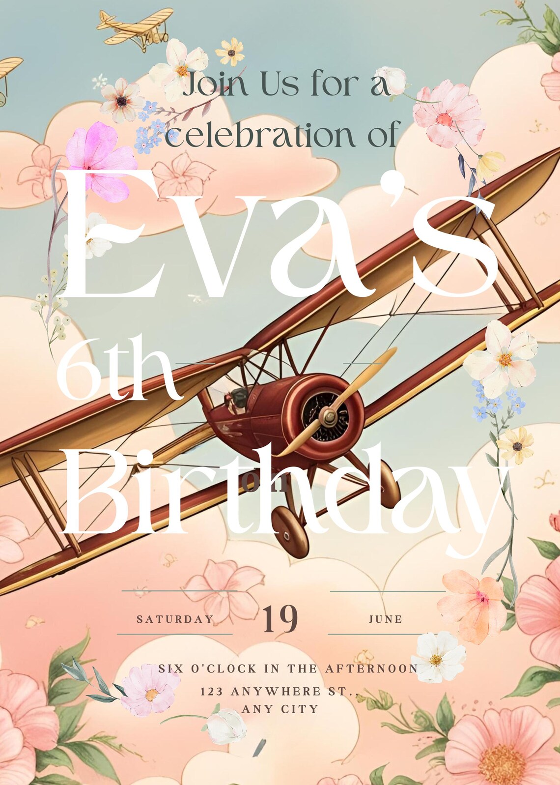 Editable Aviation Birthday Invitation | Airplane Themed | Travel ...