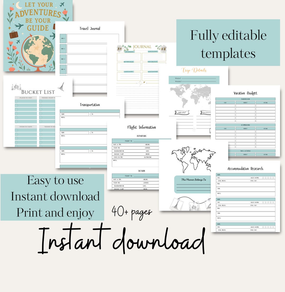 Ready to Print or Edit for Your Travel Planning Needs | Edit in Canva ...
