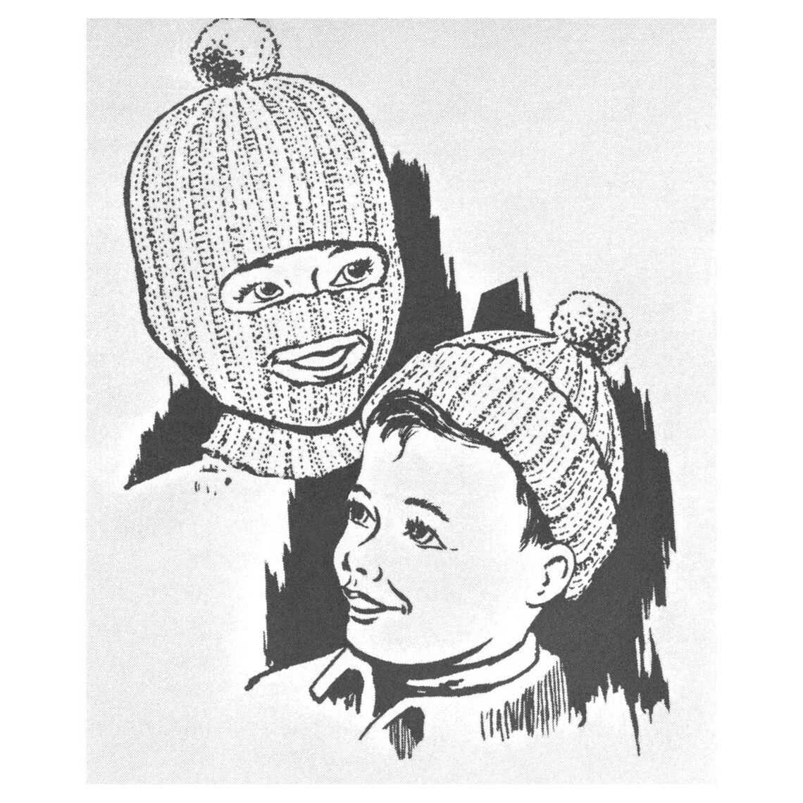 60s Helmet Hat Knitting Pattern, Vintage Knit Winter Toque, Balaclava ...