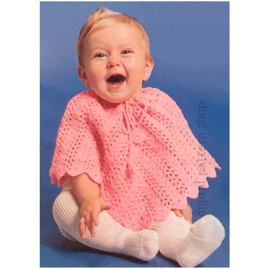 Baby Poncho Crochet Pattern, Shell Stitch Poncho Cover-up for Babies ...