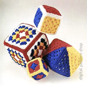 Soft Toy Blocks Crochet Pattern, 70s Granny Square Foam Blocks Toys for ...