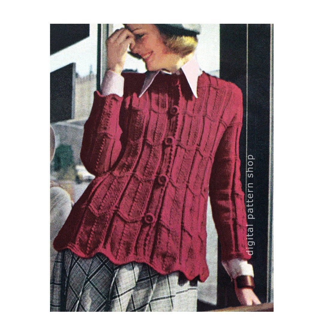 Knit Sweater Pattern for Women, Ripple Sweater Jacket Knitting Pattern ...