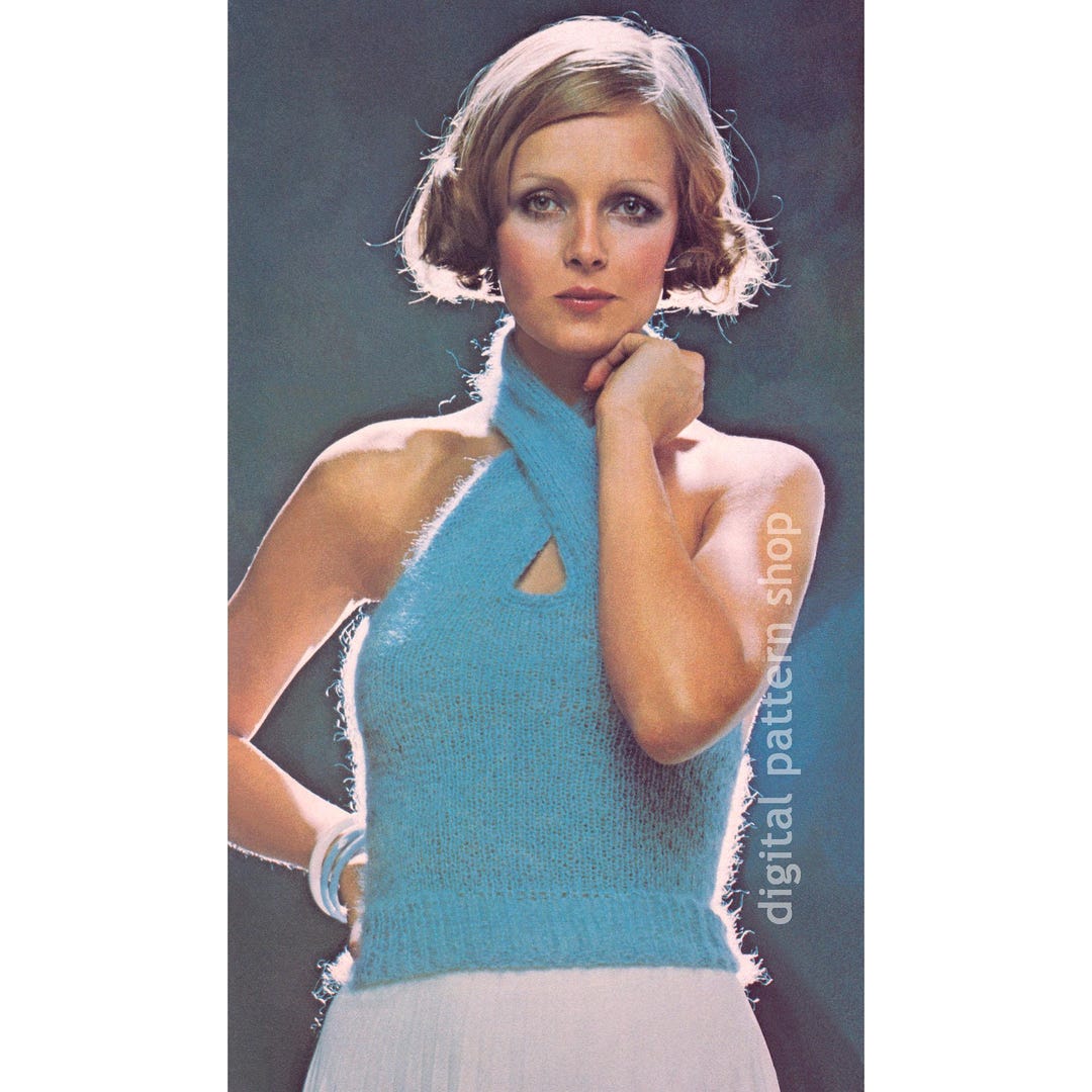 Crossover Halter Top Knitting Pattern, Vintage Evening Halter, Instant ...