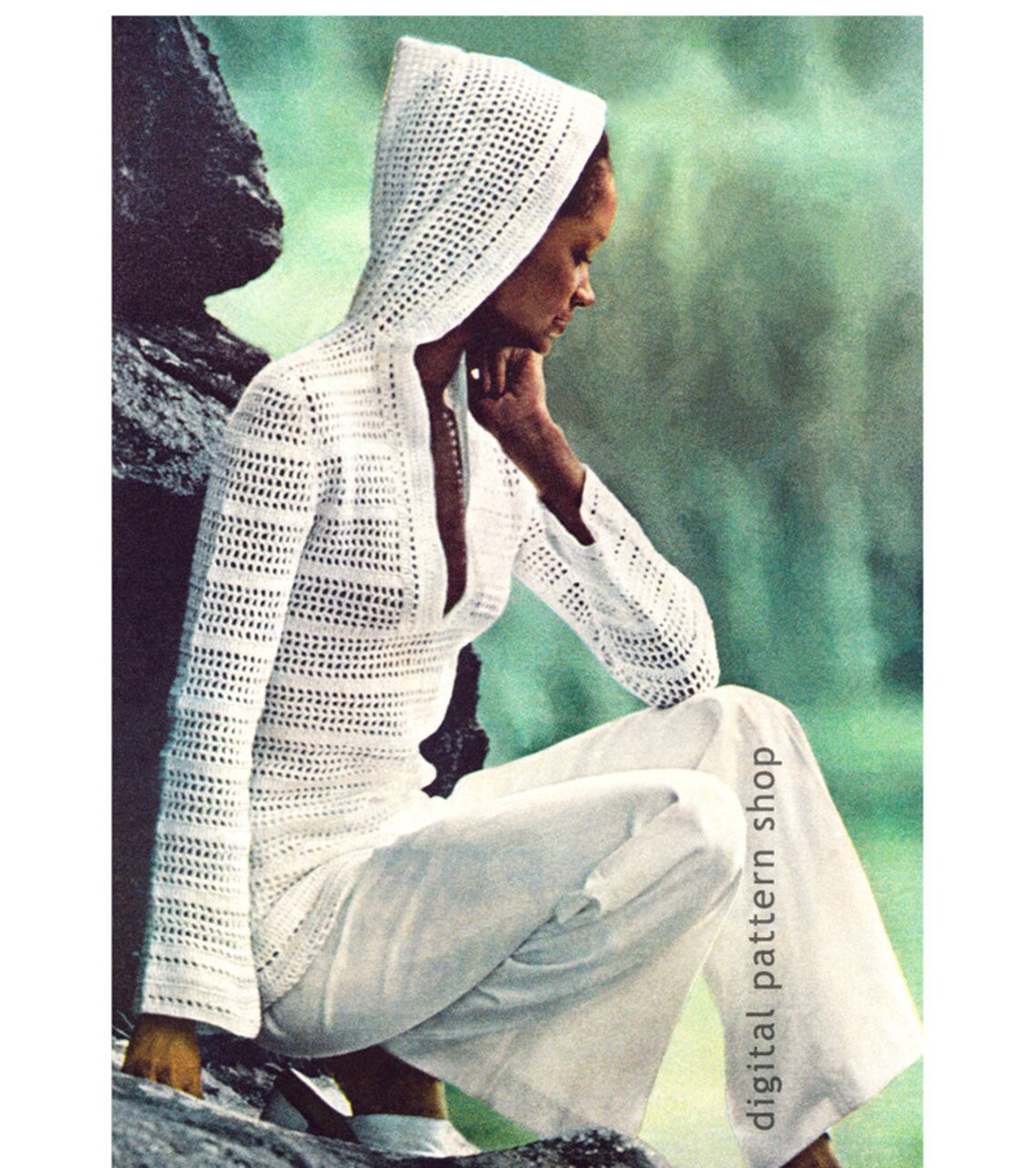 Filet Crochet Pattern Hooded Sweater Crochet Pattern Pullover Hoodie ...