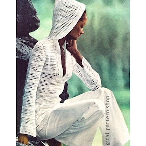 Filet Crochet Pattern Hooded Sweater Crochet Pattern Pullover Hoodie ...