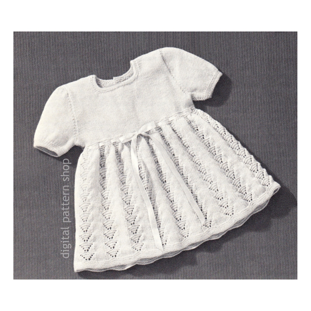 Girls Dress Knitting Pattern, Knit Lace Dress Pattern for Girls Size 9 ...
