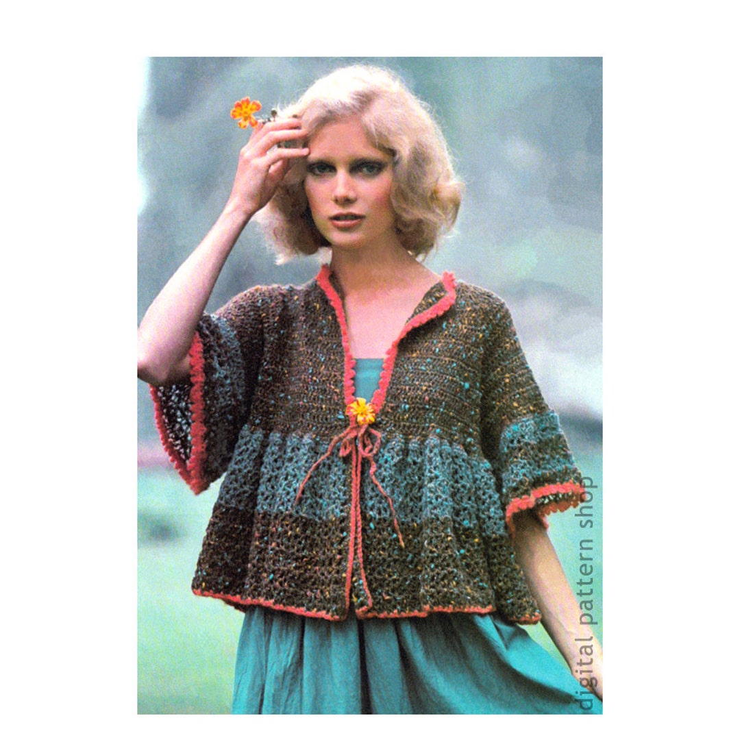Boho Top Crochet Pattern Womens Smock Jacket Pattern Casual Sweater ...