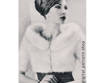 Ladies' 1960s Vintage Cropped Angora Cardigan Sweater With - Etsy