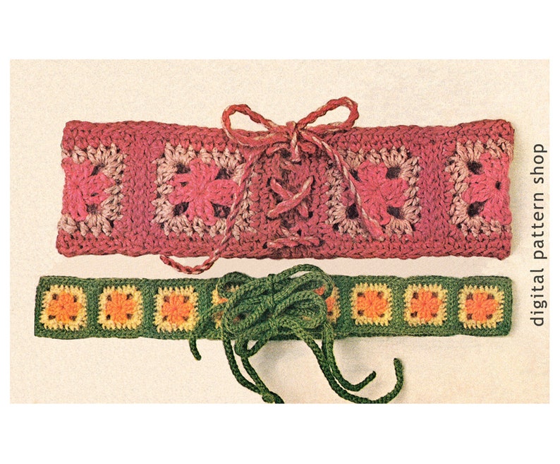 Granny Square Belt Crochet Pattern Laced Cinch Belt & Hip Belt Hippie ...