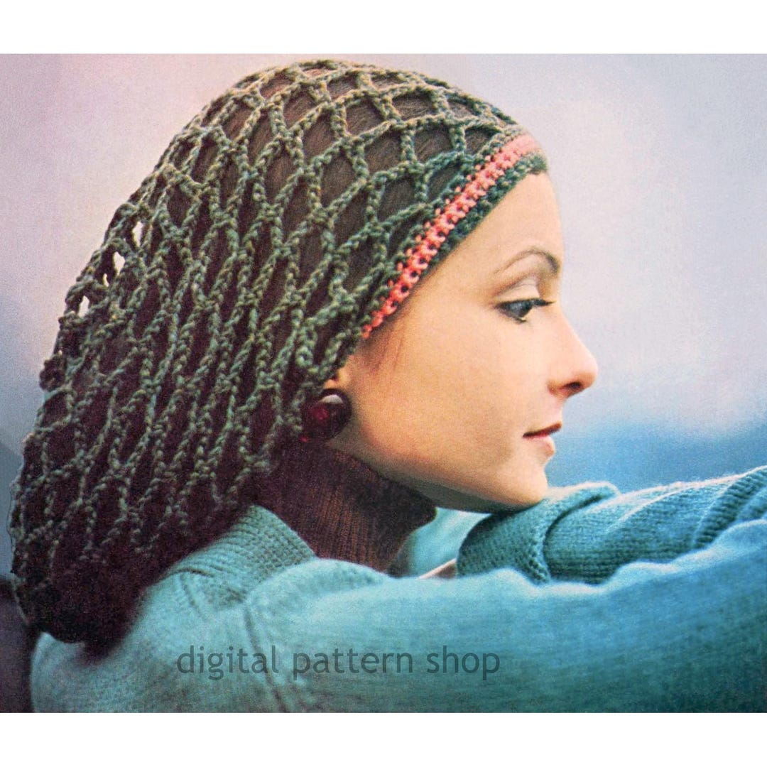 70s Snood Crochet Pattern, Heavy Mesh Hair Net for Long Hair or Dreads ...