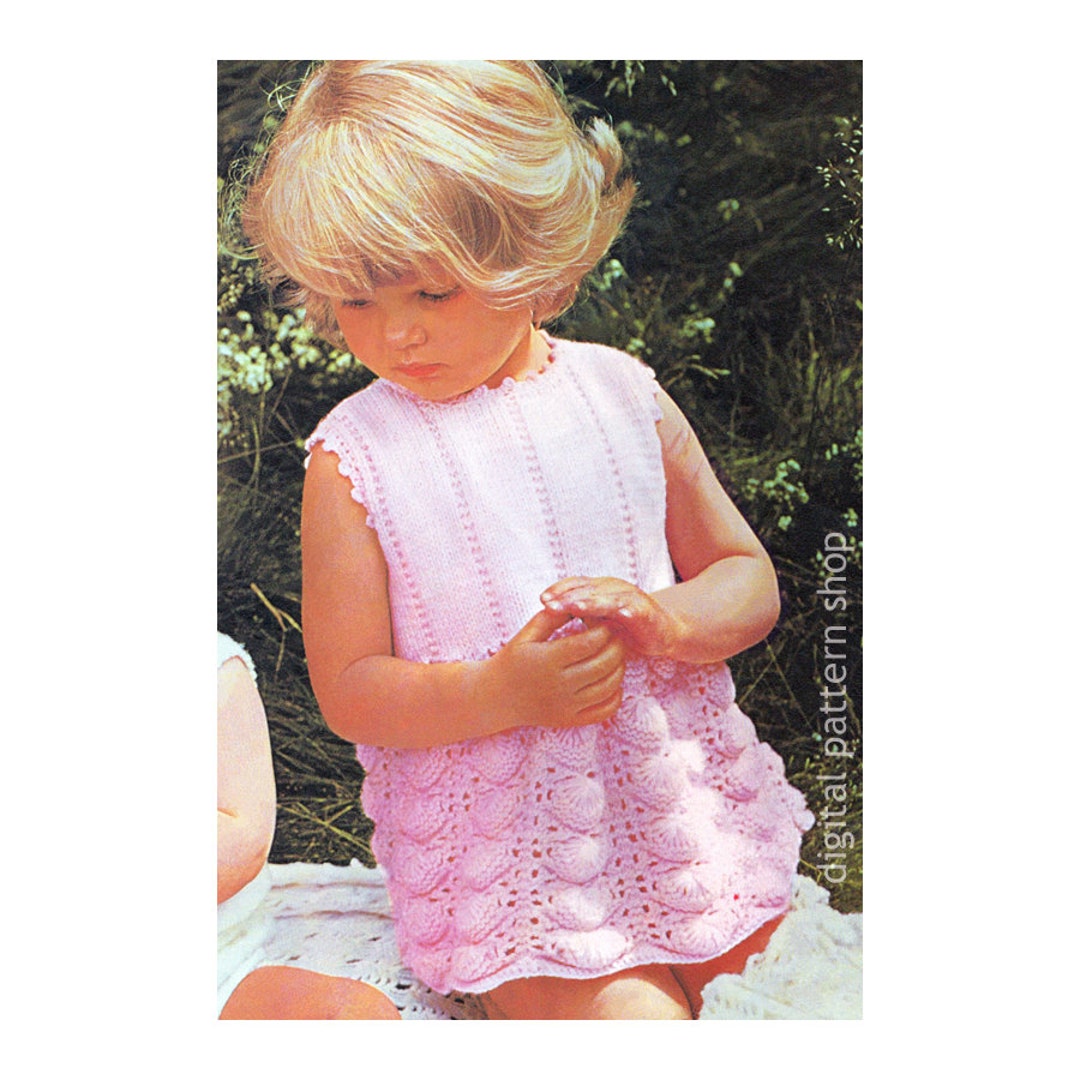 Girls Dress Knitting Pattern Toddler Sleeveless Dress Shell Skirt ...