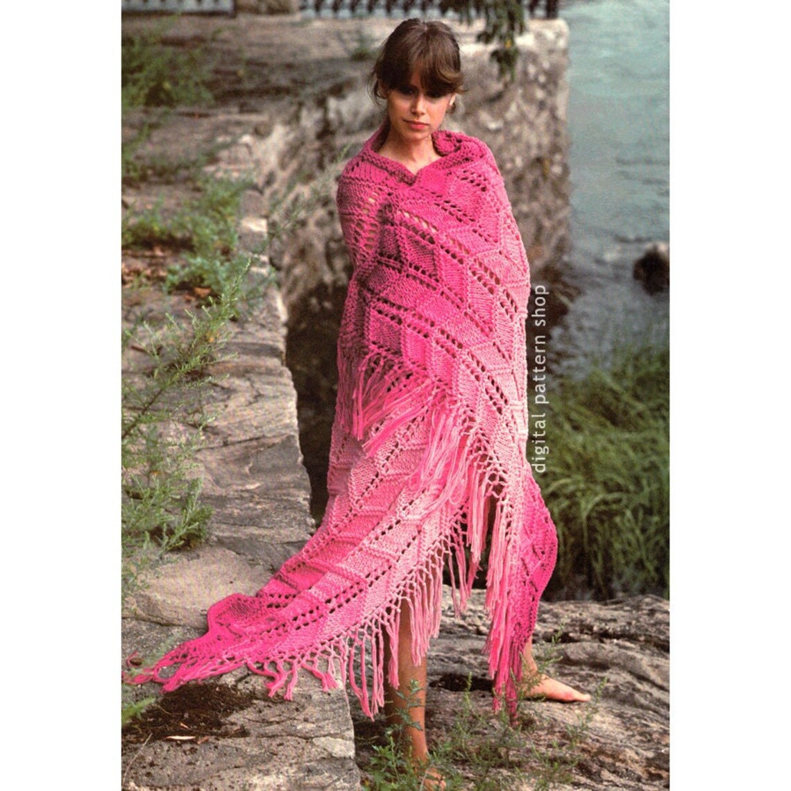 Lacy Afghan Knitting Pattern Vintage Lace Wrap Throw Blanket Instant ...