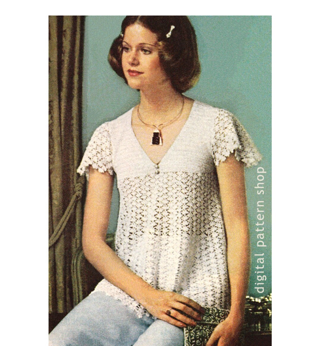 Crochet Top Pattern Angel Sleeve Lacy Top Crochet Pattern Feminine ...